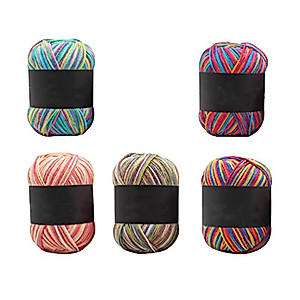 Healifty Multicolor Gradient Cotton Yarn Soft Knitting Wool 5 Rolls for Crochet Knitting