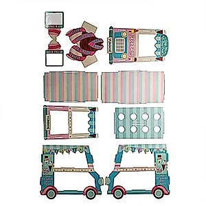 BalsaCircle 16-Inch Blue with Pink 3 Tier Cardboard Ice Cream Truck Cupcake Dessert Stand Wedding Party Events Decorations Supplies