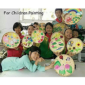 100% Handwoven Flat Wicker Round Fruit Basket Woven Food Storage Weaved Shallow Tray Bin Vegetable Organizer Holder Bowl Decorative Rack Display Kids DIY Art Drawing Board Tablet Paint (42cm/16.5")