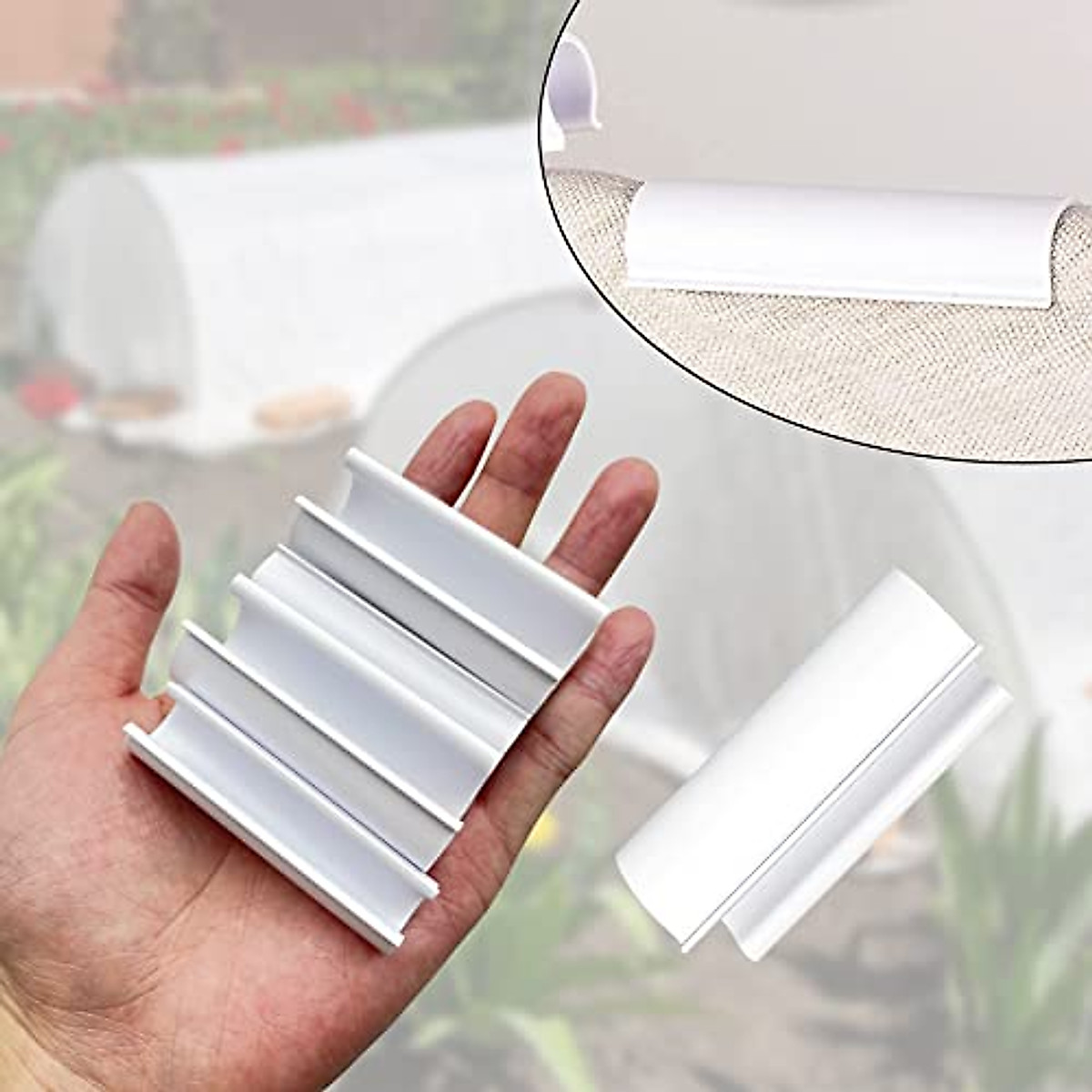32PCS White Snap Clamps for 1/2 Inch Greenhouses PVC Pipe, Row Covers, Shelters, Bird Protection, 2.4 Inches Long, White (White-3/4inch)
