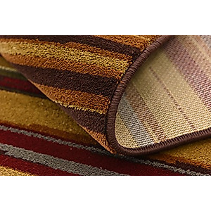 Unique Loom Barista Collection Modern, Abstract, Stripes, Urban, Rustic, Warm Colors Area Rug, 8' 0 x 10' 0 Rectangular, Multi/Beige