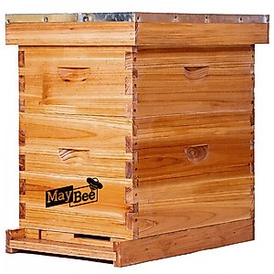 Beehive 8 Frame Bee Hives and Supplies Starter Kit, Bee Hive for Beginner, Honey Bee Hives Includes 1 Deep Bee Boxes, 1 Bee Hive Super with Beehive Frames and Foundation