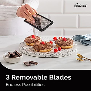 Joined Cheese Grater with Garlic Crusher - Box Grater Cheese Shredder - Cheese Grater with Handle - Graters for Kitchen Stainless Steel Food Grater - Garlic Mincer Tool and Vegetable Peeler