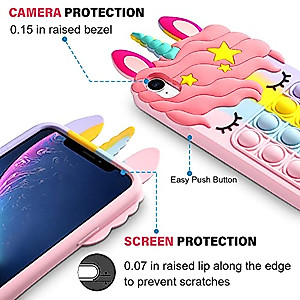 HoneyAKE Fidget Toys Phone Case for iPhone XR Phone Case Bubble Bumper Protective Soft Silicone Shockproof Stress Reliever Pop Fun Phone Cover Shell Women Girls Case for iPhone XR 6.1 Inch, Rainbow