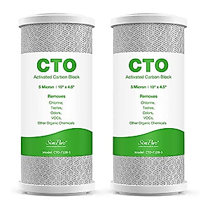 SimPure 5 Micron 10 x 4.5-in CTO Carbon Water Filter Whole House | Premium Coconut Shell Charcoal Replacement Cartridge | Fits DB10P, GE GXWH40L, GXWH35F, BB10, FXHTC, FC15B (2Pack)