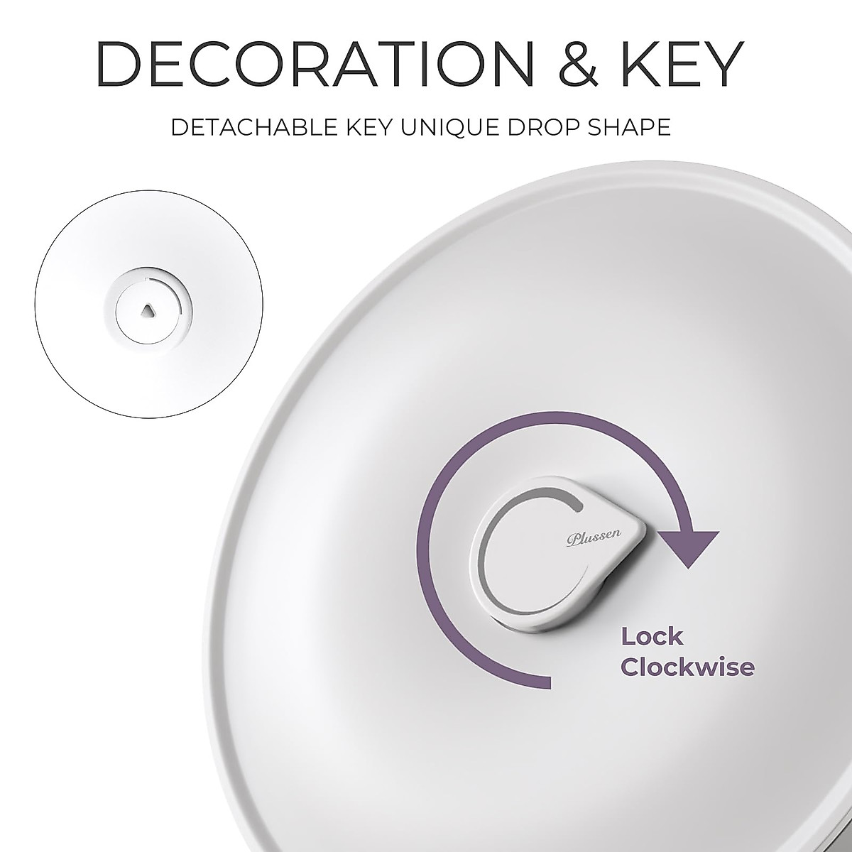 PLUSSEN Toilet Tissue Dispenser Wall Mount, Adhesive No Drilling Jumbo Roll Toilet Paper Towel Dispenser, 9 Inch Single Roll Toilet Paper Dispenser Key Lock, ABS Plastic, White-PN51023