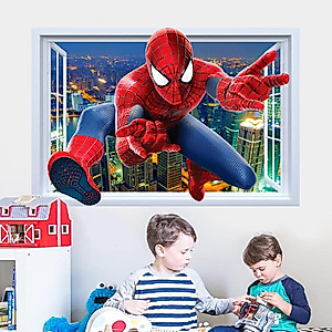 QIUXIA Spiderman Wall Stickers DIY Removable Spiderman Children Themed Art Boy Room Wall Sticker Bedroom Nursery Playroom Decoration Wall Stickers.
