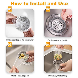 Yuyouqu Disposable Mesh Sink Strainer Bags, 100 PCS Kitchen Sink Strainer Trash Bag, Drain Nets for Sink, Sink Strainer Filter Mesh Bag, Kitchen Sink Trash Mesh Bag, Anti-Clogging Elastic Filter Bags