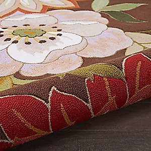 Nourison Fantasy Chocolate 5' x 7'6" Area-Rug, Modern, Floral, Bed Room, Living Room, Dining Room, Kitchen, Easy washing, Non Shedding, (5' x 8')