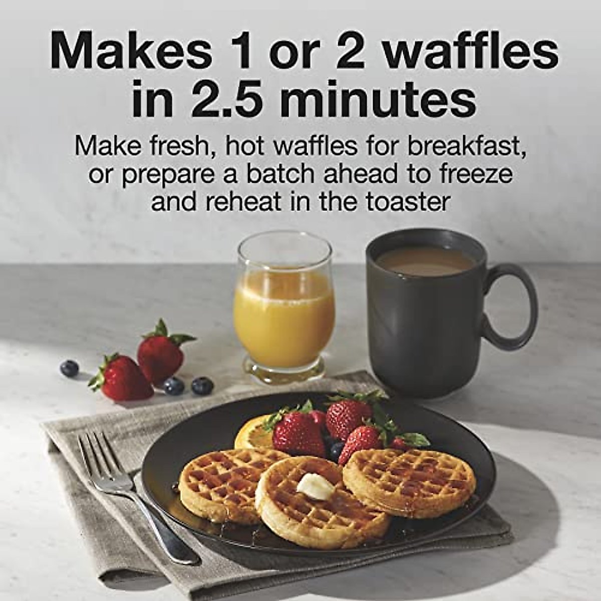 Proctor Silex Double Mini Waffle Maker Machine with 4” Round Non-stick Grids, Makes 2 Personalized Individual Breakfast Chaffles and Hashbrowns, Compact, Black (26102)