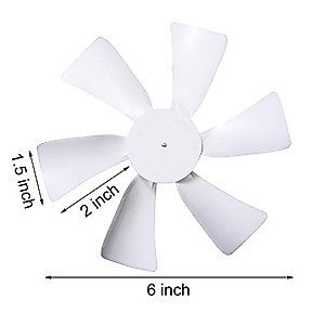 2 Pack 6“ Replacement White Vent Fan Blades for RV Bathroom Vent Fan, fits for Heng's, Elixir, Ventline and Jensen roof vents and range hoods or any 12 Volt motor with a 0.094-inch D-shaped shaft