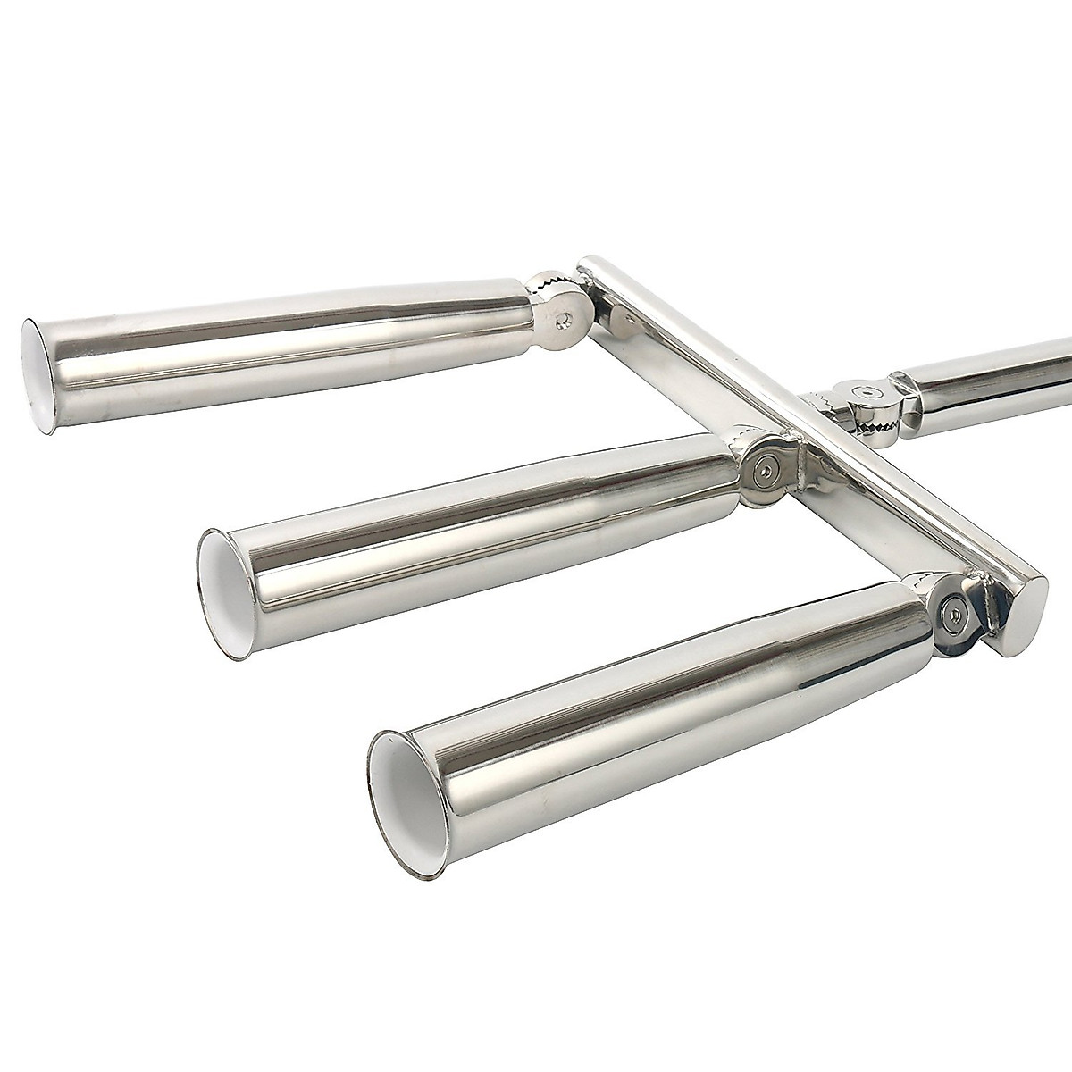3 Tube Silver Highly Polished Stainless Steel Trident Outrigger Stylish Rod Holder - Triple Rod Holder , Kite Fishing Mount 3-Rod Holder -9998S
