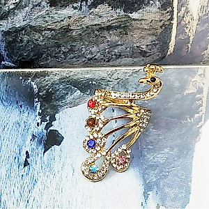 ABJFJE Peacock Crysrtal Ring Anniversary Eternity Band Cubic Zirconia Ring Crystal Wedding Cocktail Rings Fashion Luxury Jewelry for Women (8)