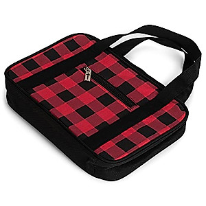 Buffalo Plaid Red and Black Large Print Canvas Fabric Bible Cover with Handle