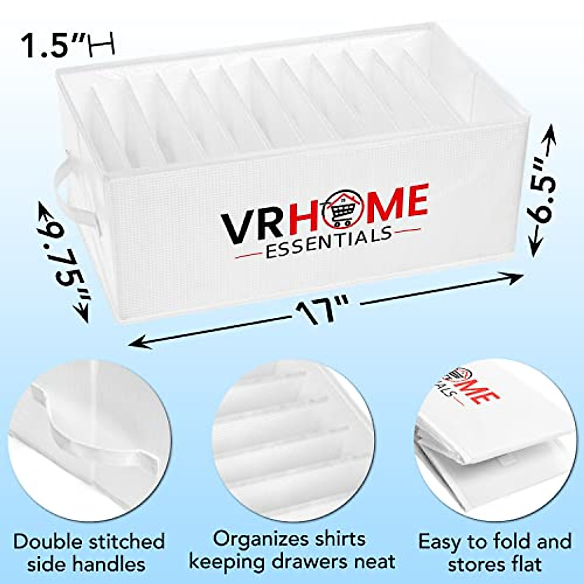 VR HOME ESSENTIALS Closet Organizers and Storage | Clothes Organizer | 12 Grid | Shirt Organizer | Drawer Organizer for Clothing | Wardrobe Clothes Organizer | Closet Organizer