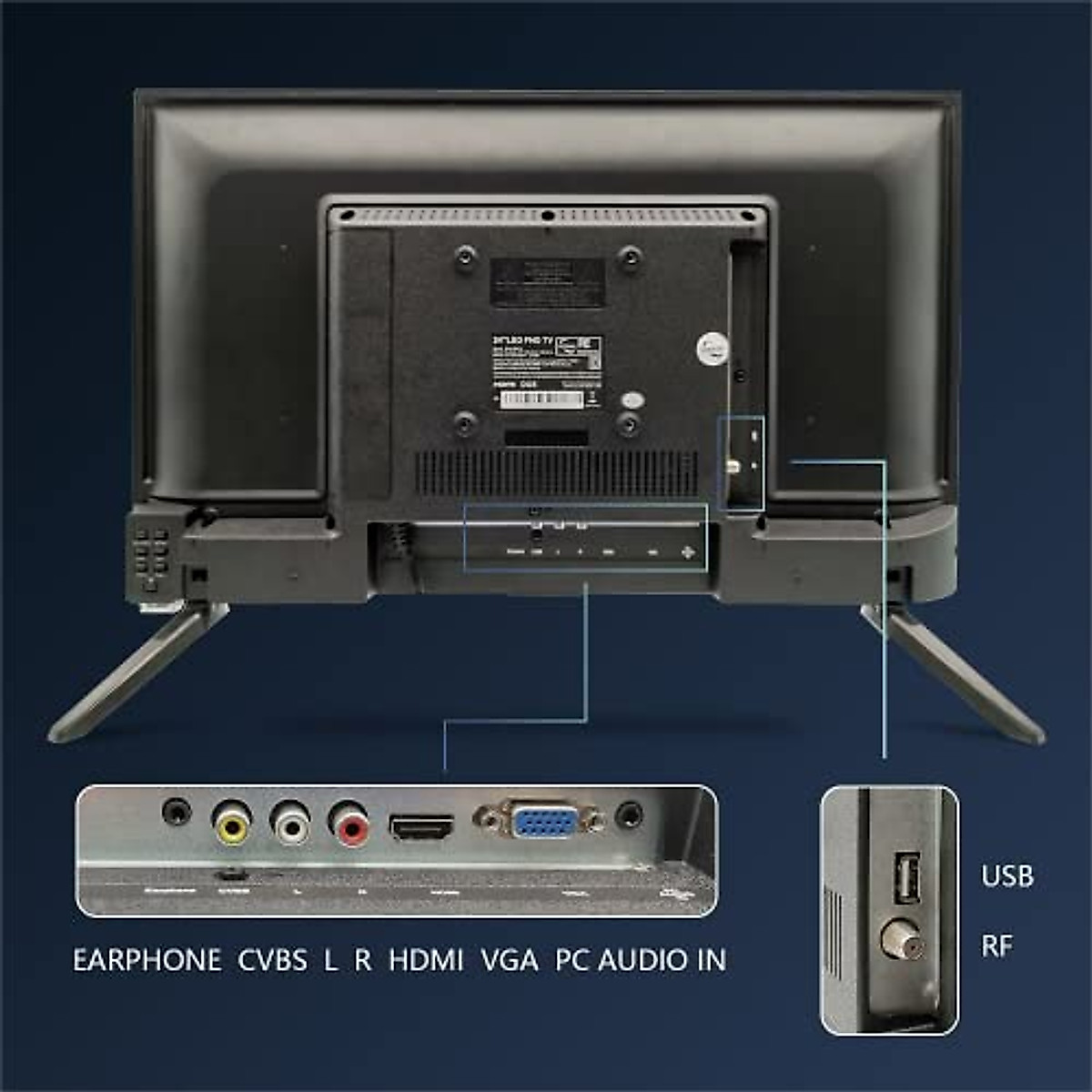 YOTFUEL 24-Inch Full HD 1080p Small TV with Built-in HDMI, USB, VGA,Optical and RF 24” LED TV