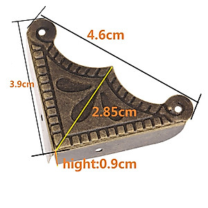 dophee Antique Brass Box Corner Covers, Decorative Corner Protectors Guards Edge Covers for Jewelry Box Chest Table Desk Photo Frame Panal, 1.53"x1.53"x1.97"(12-Pack)