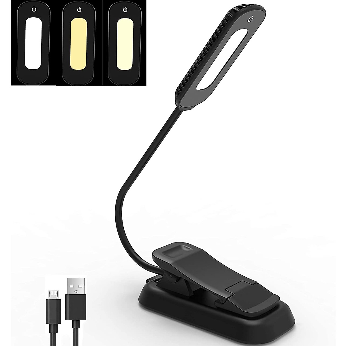 ZYK Book Light, 12 LED USB Rechargeable Reading Light with 3-Level Brightness for Eye Protection Night Reading Lamp