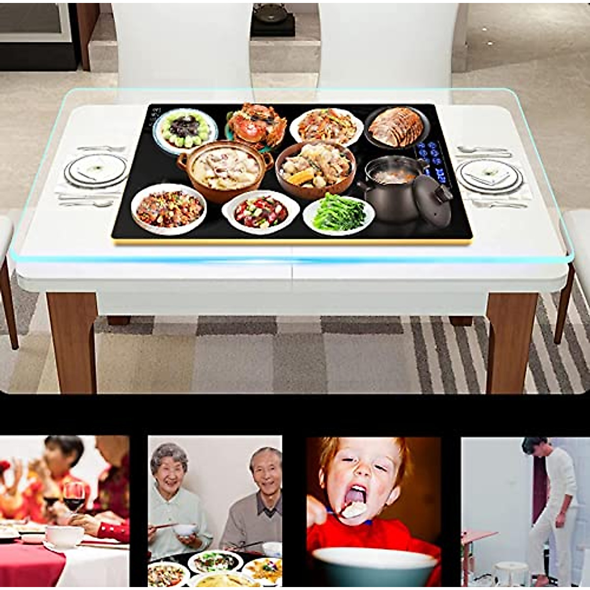 Buffet Warming Tray Hot Plate with Adjustable Temperature Control, Party Chafing Dish, Electric Food Warmer for Kitchen, Dining Room,Black,16x11inch (Black 31x19inch)