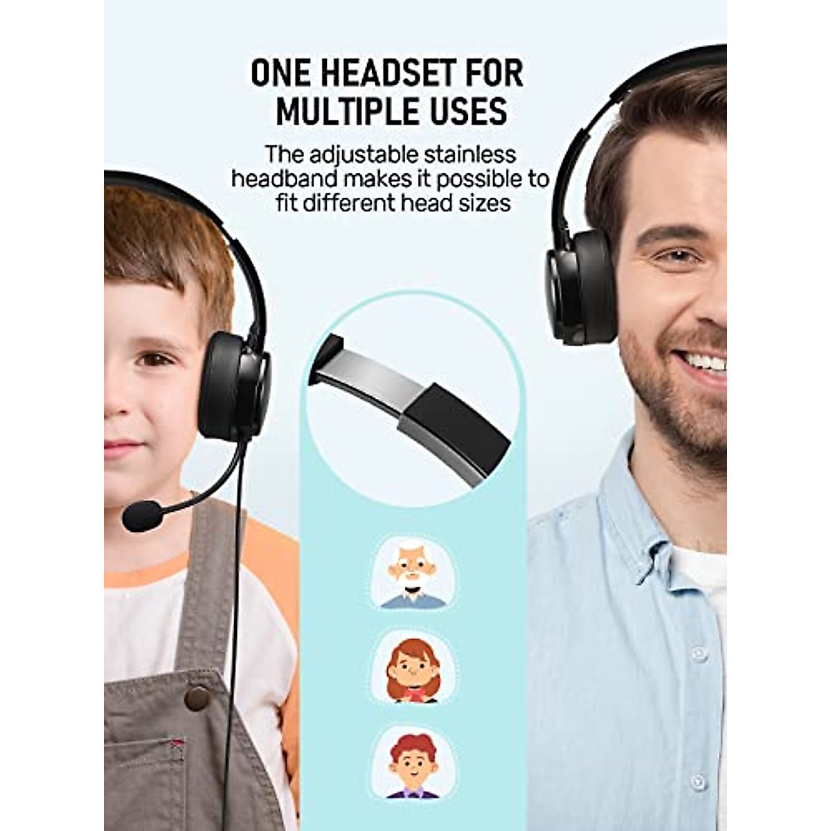 XAPROO USB Headset with Microphone for PC, 3.5mm Headset with Microphone for Laptop, Quality Computer Headset with Mute/Sidetone, USB Headphones with Microphone Noise Canceling for Zoom MS Teams