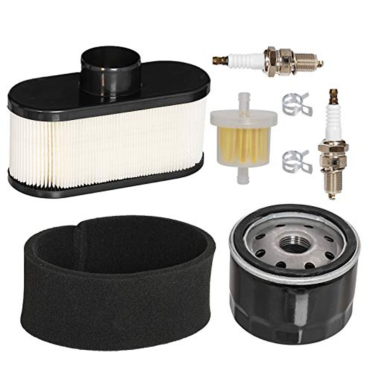 HIFROM Air Filter Pre Filter Cleaner Oil Fuel Filter Spark Plug Kit Replacement for Kawasaki FR651V FR691V FR730V FS600V FS651V FS691V FS730V 4-Cycle Engine Replace 11013-7047 49065-7007