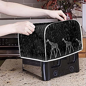 Salabomia Bread Toaster Cover 2 Slice, Giraffe Washable Bread Toaster Oven Dustproof Cover, Small Decorative Bread Maker Cover, Anti Fingerprint Toaster Covers, Black