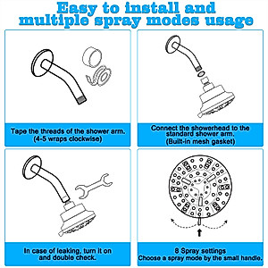 REHAVE Filtered Shower Head - High Pressure Shower Head with filter for Hard Water - Rain Shower Head - Water Softener Shower Head- Luxury 8 Settings Adjustable Water Filter Showerhead with Shower Cap