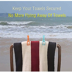 Beach Towel Clips for Beach Chairs Cruise Chairs,Towel Clips for Chairs,FULLINY 10 Pack Fort Clips Beach Chair Clips,Plastic Clips with Excellent Pinching Power to Keep Towels from Blowing Away