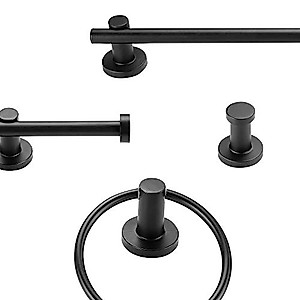 Globe Electric 51710 5-Piece Bathroom Accessory Set, with Vanity, Matte Black, 3-Light Vanity Light, Towel Bar, Towel Ring, Robe Hook, Toilet Paper Holder, Bathroom Lights Over Mirror, Home Décor