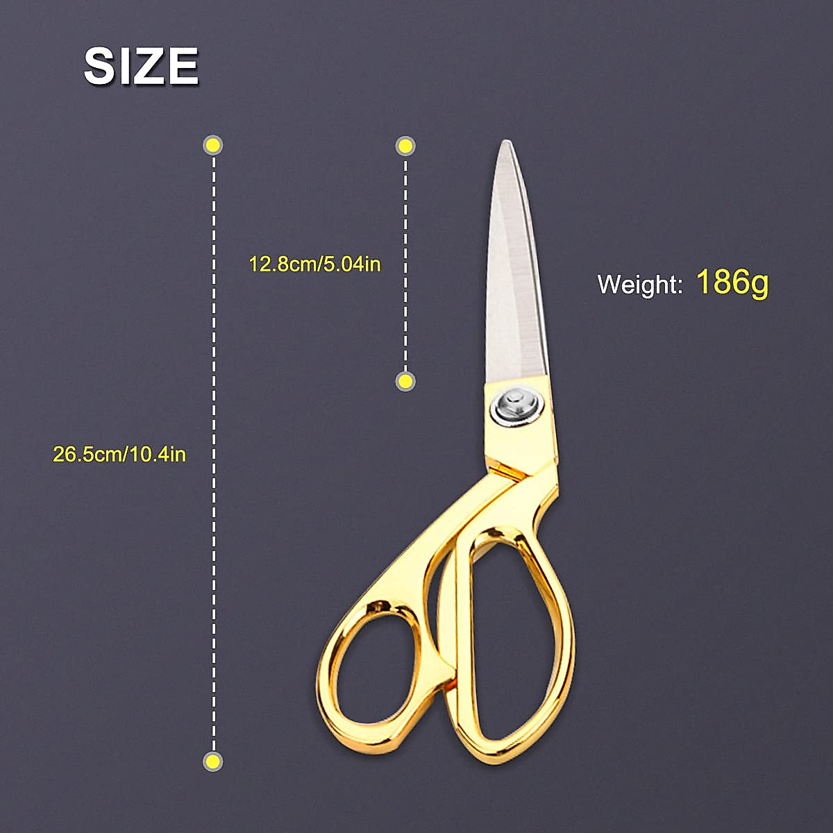 Ribbon Cutting Scissors Gold Scissors Stainless Steel 10.5" Big Scissors for Ribbon Cutting Ceremony Heavy Duty Fabric Tailor Scissors for Cardboard Cutting Sewing