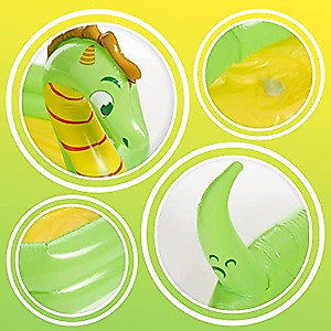 Splash Buddies Kid's 2-Ring Dinosaur Inflatable Kiddie Swimming Pool, Outdoor Summer Backyard Water Play, Toddler's Play Round Pool, 2 Years Old and Up, 65.5" x 52.5" x 37"