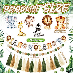 Hahafelt 3 Pcs Jungle Safari Animal Banners Wild Animal Birthday Party Decorations Woodland Animal Theme Banner Felt Ball Tassel Garland for Zoo Safari Animal Birthday Decor Baby Shower Supplies