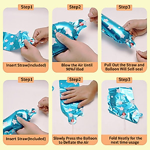 Accevo Blue Happy Birthday Banner,16 Inch Star Pattern Birthday Balloons Foil Letters Balloon Happy Birthday Sign for Kids, Child, Adults, Boys & Girls Birthday Party Decorations Birthday Banner