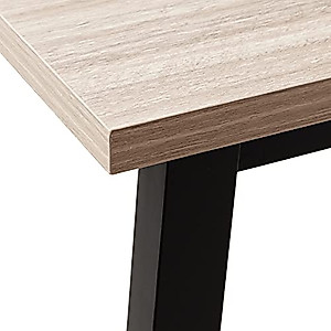 Signature Design by Ashley Waylowe Modern 3-Piece Dining Set, Includes Table and 2 Benches, Black & Beige