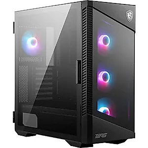 MSI MPG Velox 100R - Mid-Tower Gaming PC Case - Tempered Glass Side Panel - 4 x 120mm ARGB Fans - Liquid Cooling Support up to 360mm Radiator - Mesh Panel for Optimized Airflow
