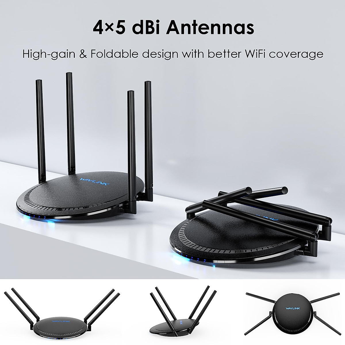 AC1200 WiFi Router Dual Band Wireless Internet Router,High Speed Wireless Router with 4x5dBi High-Gain Antennas for Online Game & HD Video,Provide More Reliable WiFi Connections and WiFi Speeds