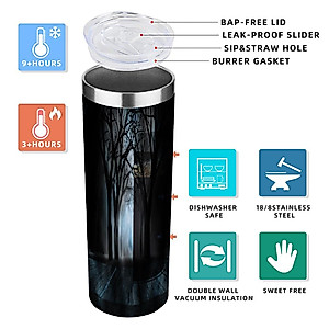 silichee 20 Oz Insulated Tumblers Stainless Steel Cup with Lid Halloween Background Spooky Fog with Ghost Shadow and Many Dead Tumblers Vacuum Coffee Mugs for Cold Hot Drinks for Office