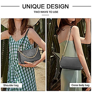 NUBILY Shoulder Bag Purse for Women Croc Small Classic Clutch Handbag Wallet Classic Crossbody Bags with Zipper Closure Grey