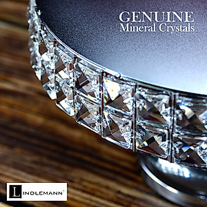 LINDLEMANN Decorative Cake Stand With Mineral Crystals & Spatula Round Metal Pedestal Cupcake Stands For Donuts Desserts Birthday Wedding Baby Shower Anniversary Holiday Dinner Party (Silver, 12")