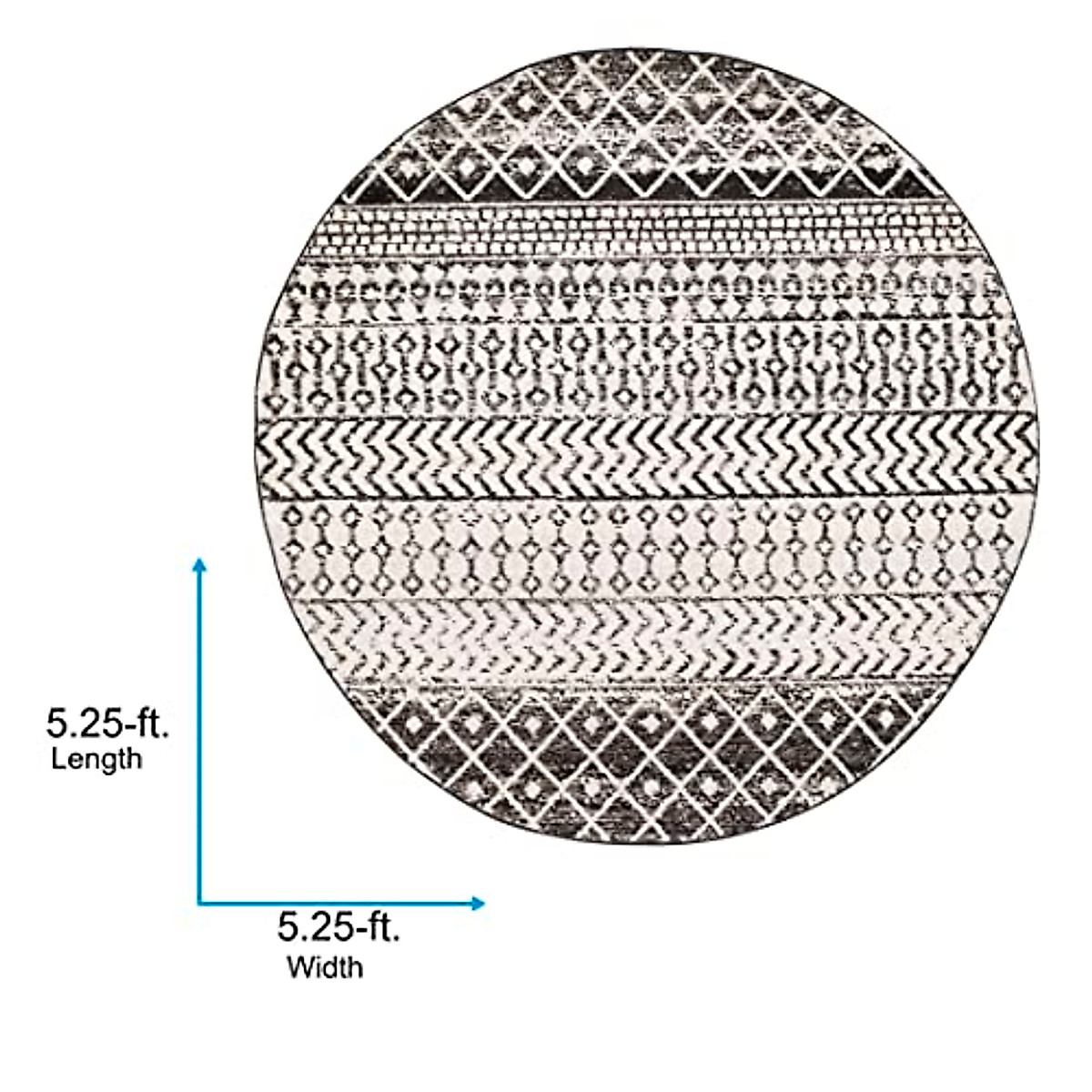 Artistic Weavers Chester Boho Moroccan Area Rug,5'3" Round,Black