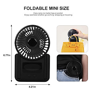 WUYILED Battery Operated Fan, Small Table Fan with Strong Airflow Quiet Operation Portable Fan Speed Adjustable Head Mini Personal Fan for Home Office Bedroom Table and Desktop 4 Inch