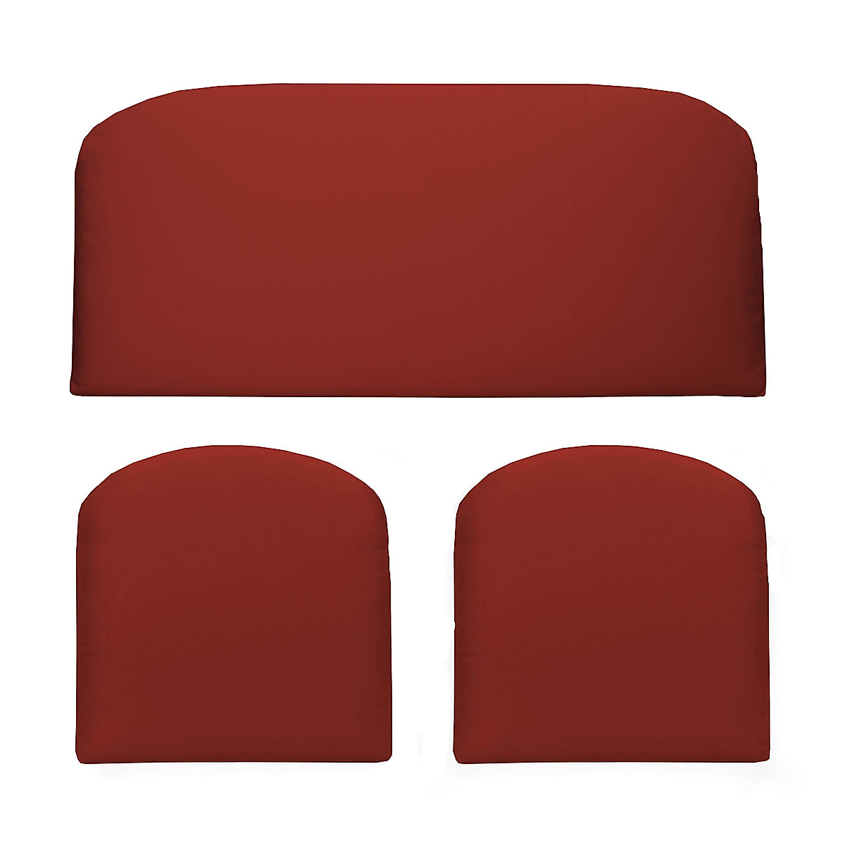 RSH DECOR: 3-Piece Foam Wicker Cushion Set | 41 x 19 & 19 x 19 | All-Weather Spun Fabric | Water-Resistant | Outdoor Loveseat & U-Shape Cushions for Patio Furniture | Red
