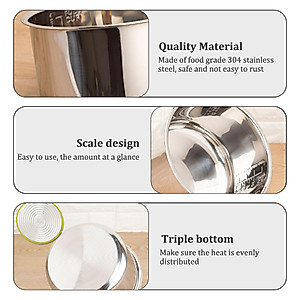 Stainless Steel Rice Cooker Inner Pot 4L Stove Safe Polished Edged Rice Cooker Inner Pot with Scale ＆ 3-Ply Bottom for Rice Pot Rice Cooker Rice Cooker Inner Pot Rice Pot Rice Cooker Inner Pot