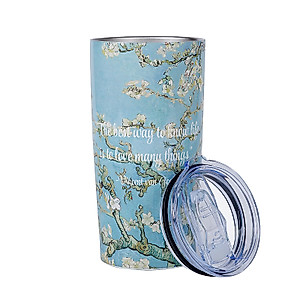 1st Heaven Coffee Tumbler, Van Gogh Art Tumbler, Spill-proof Insulated Coffee Mug with Lid, Inspirational Art Lover Gift for Outdoor, Office & Travel, 20oz (Blossoming Almond Tree)