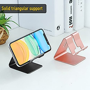 Cell Phone Stand,Desk Phone holder for Office, Home, Bed, School. Cute Desktop Facetime Phone Holder,Metal Phone Dock Cradle Compatible with Switch iPhone 14 13 12 11 iPad Mini, Tablet (Black)