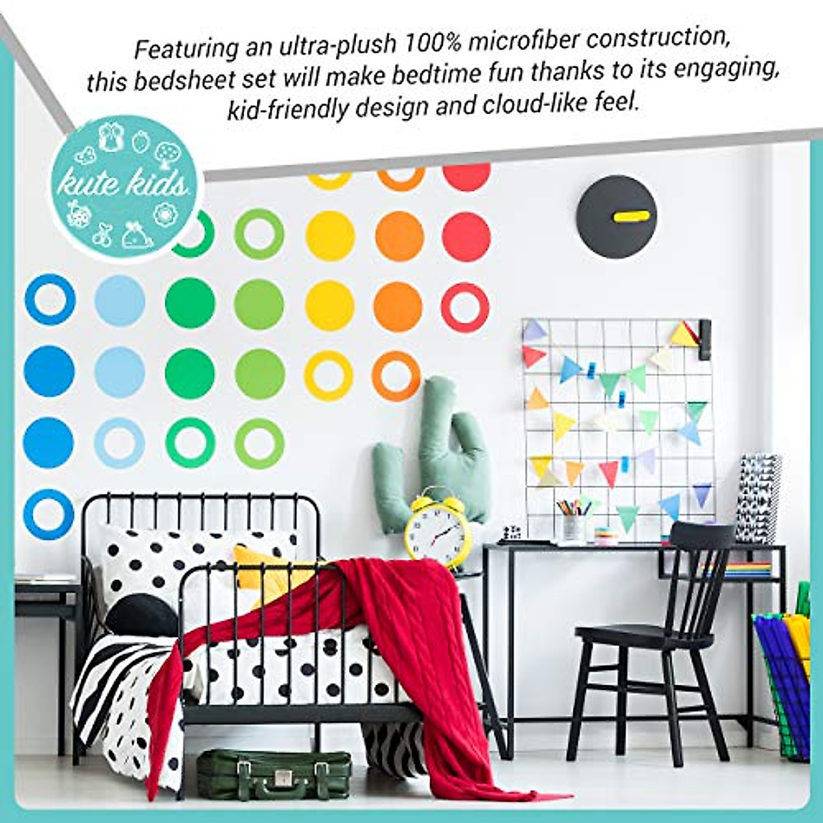 Kute Kids Super Soft Sheet Set- Cozy Light Children's- Winter/Summer All-Season Comfort, Micro Fiber for Boys & Girls Bed- Pillowcase(s); Available in Toddler, Twin, Full & Queen