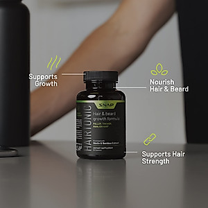 Hair Growth Supplement for Men - Grow Hair, Stop Hair Loss & Regrow Hair, Beard Growth, Skin and Nail Vitamin - Mens Hair Regrowth with Biotin for Men, Kelp, Bamboo & More (60 Capsules)