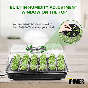 iPower Seed Tray Kits with Heater Garden Propagator Set Seed Starter Tray with Vented Humidity Dome, 15.1" x 9.5", 24 Cell