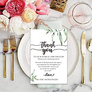 Giftideaworkshop 50 Wedding Reception Thank You Cards - Greenery Thank You Table Place Setting Cards-Great Addition to Your Table Centerpiece, Place Setting and Wedding Decorations, 4x6 inch.