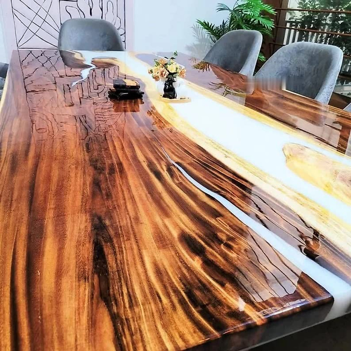 Personalized Large EPOXY Table, Resin Dining Table for 2, 4, 6, 8 River Dining Table Top, Wood Epoxy Coffee Table Top (without Stand, 24 x 12inches)